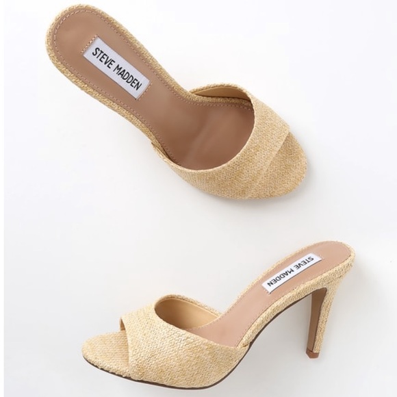 Steve Madden | Shoes | Steve Madden Erin Natural Raffia High Heel ...
